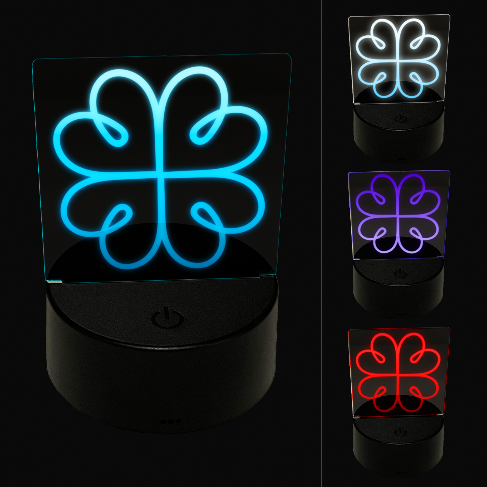 Four Leaf Lucky Clover Tribal Celtic Knot LED Night Light Sign 3D ...