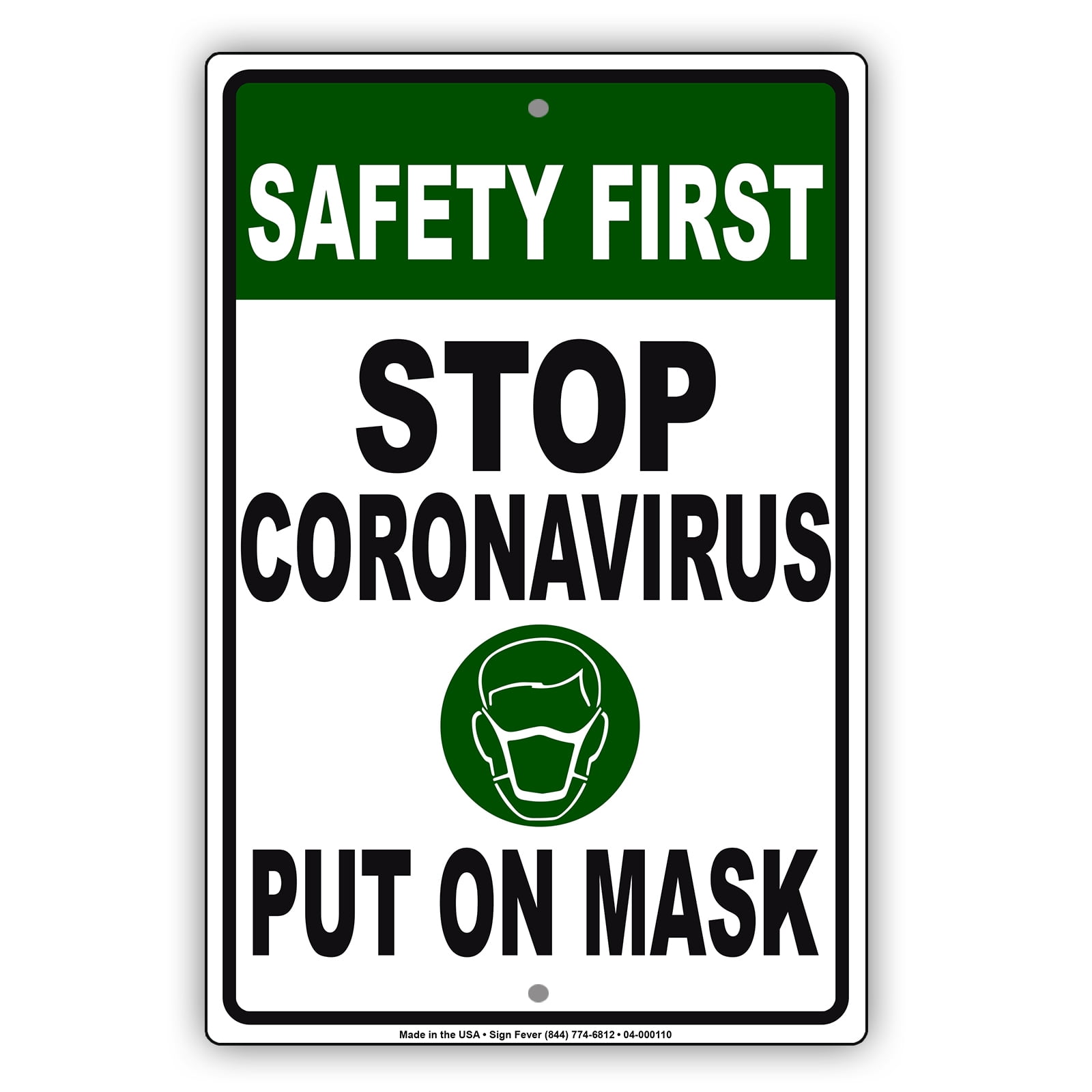 Stop Safety First Contagious Disease Cover Your Face Novelty Display ...