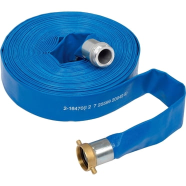 4 in. x 100 ft. PVC Lay Flat Discharge Hose Coupled with M x F Aluminum ...