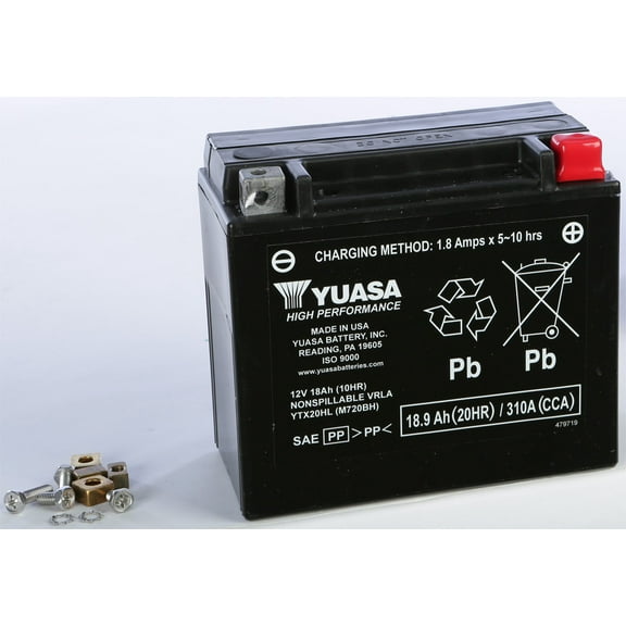 Yuasa AGM Battery YTX16-BS, 12V, 14Ah, Fits BMW, Kawasaki, Moto Guzzi ...