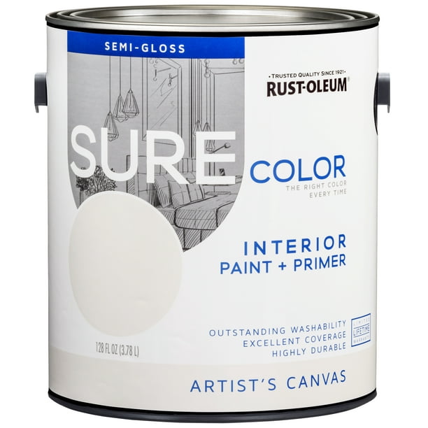 Rust-Oleum Sure Color Artist's Canvas, Interior Paint + Primer, Semi ...