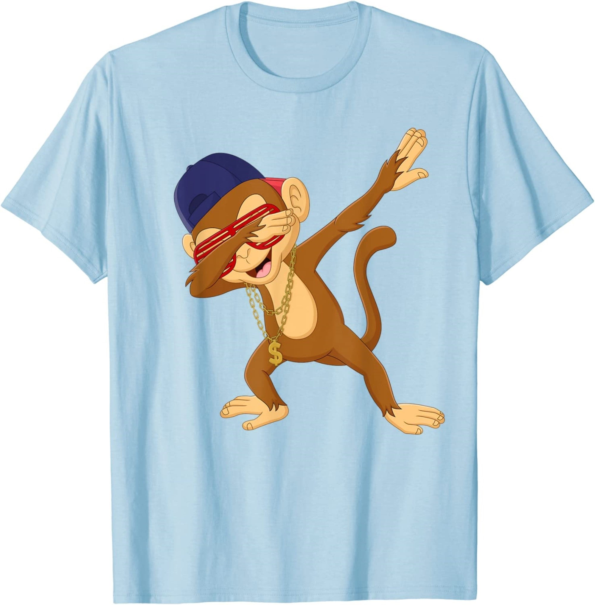 Cool Dabbing Dancing Monkey Wearing Sunglasses Hat Necklace T-Shirt ...