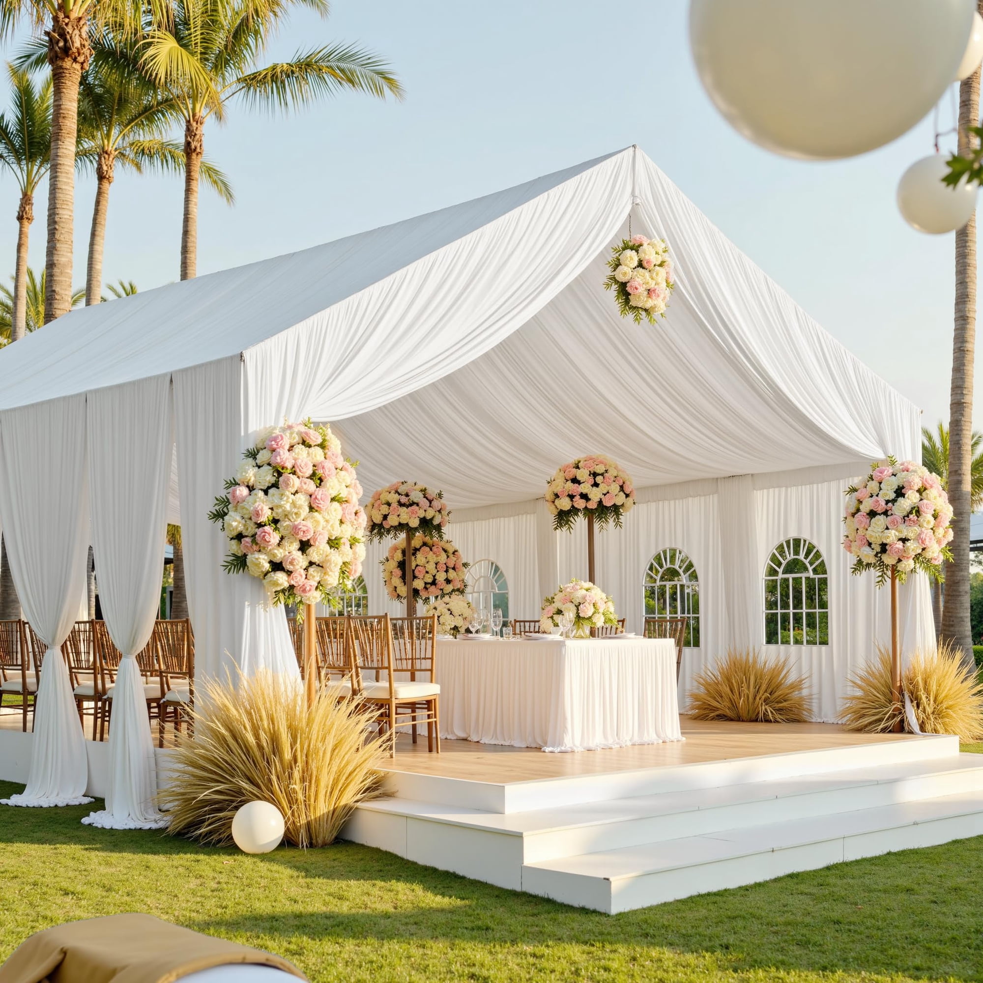 Click here for Party Village 10ftx40ft White Ceiling Curtain For... prices