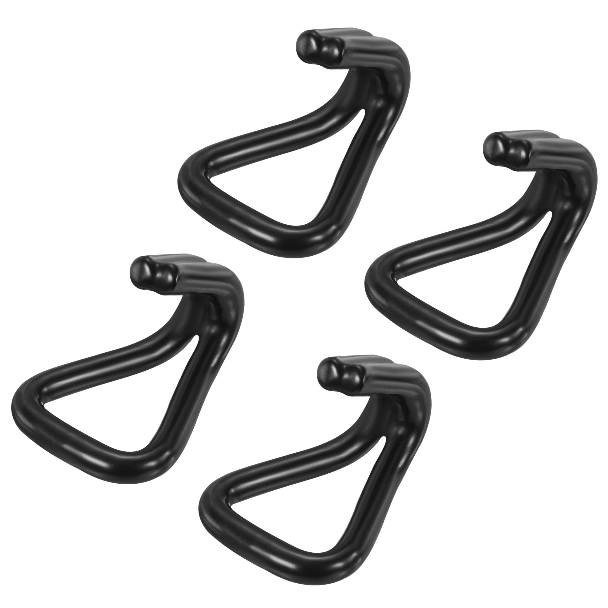 Uxcell 30mm Pack of 4 Double J Strap Hook Plastic Coating Black ...