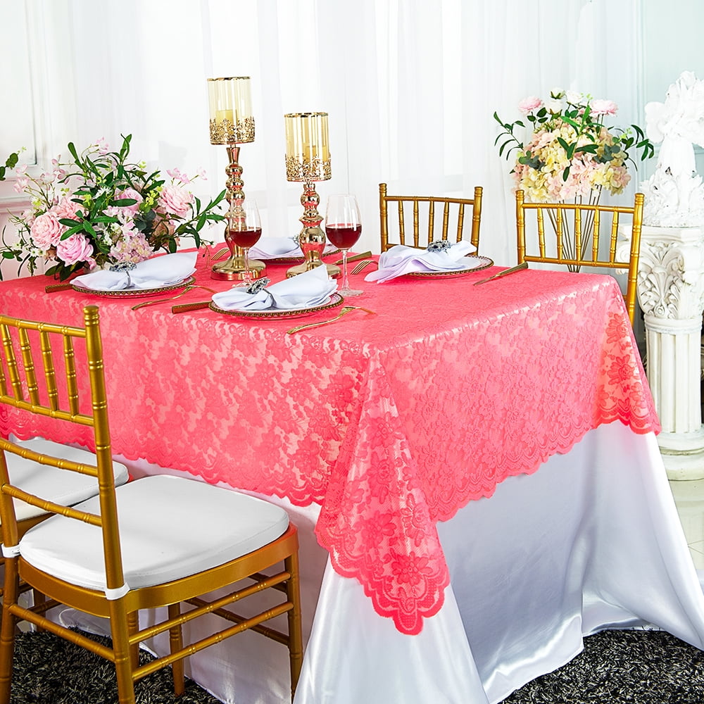 Wedding Linens Inc. 54" x 108" Rectangular Lace Table Overlays, Lace ...
