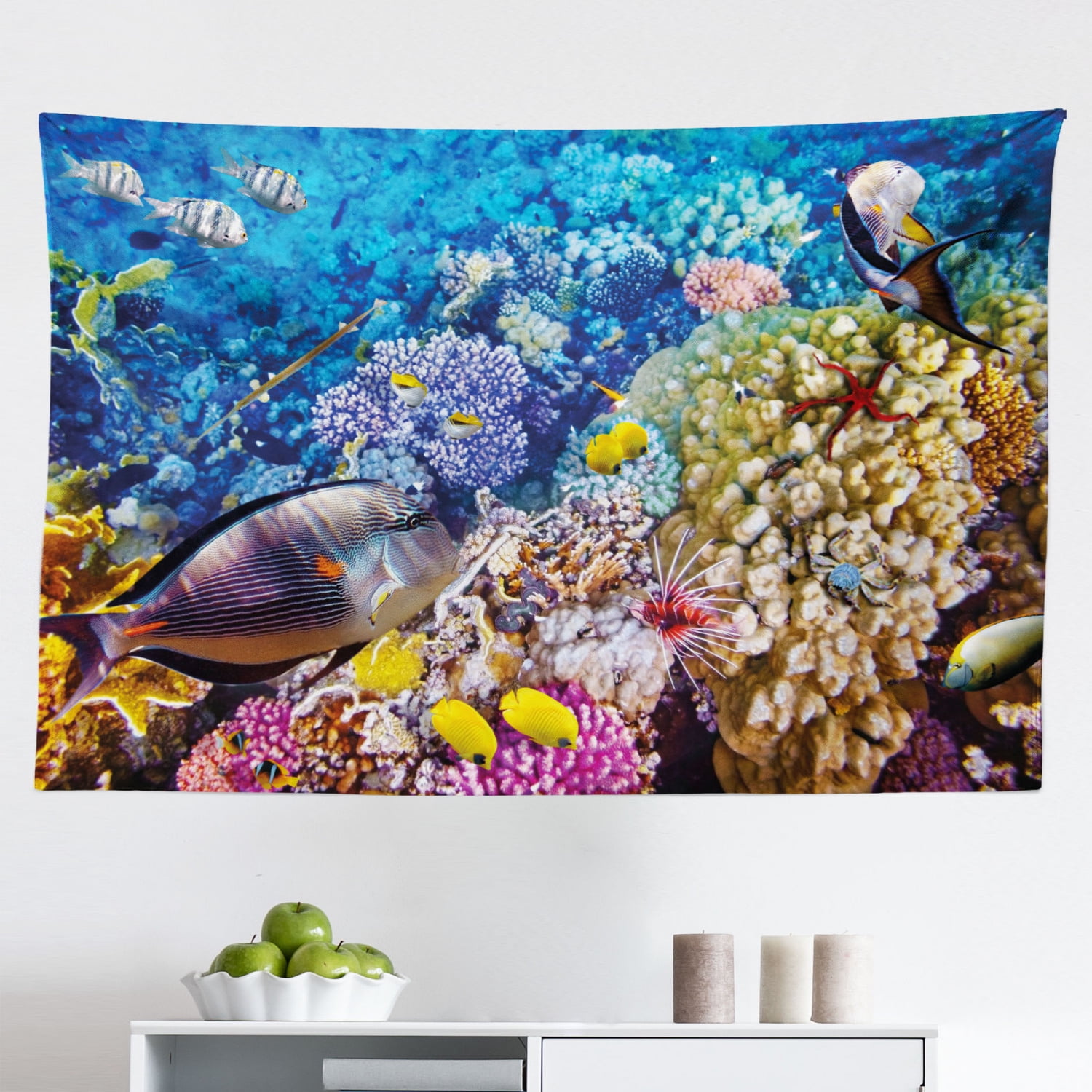 Fish Tapestry, Underwater with Fish and Source of Oxygen Coral Aquatic ...