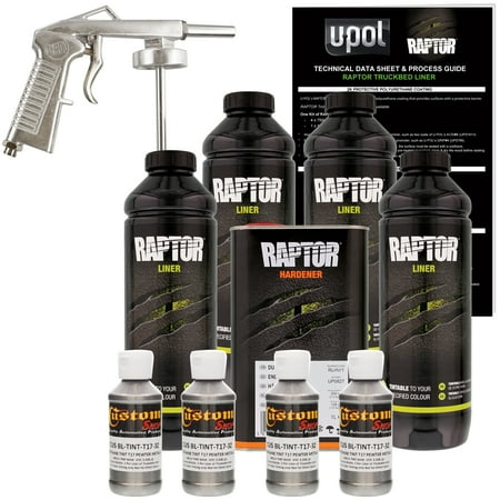 Raptor Pewter Metallic Urethane Spray-On Truck Bed Liner Spray Gun, 4 ...