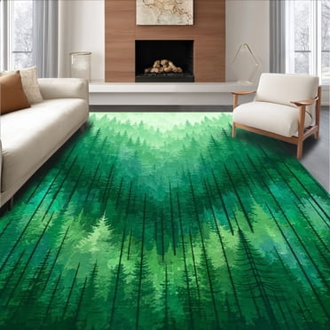 ODIKA 4'x6' Machine Washable Non-Slip Area Rug, Evergreen Forest ...