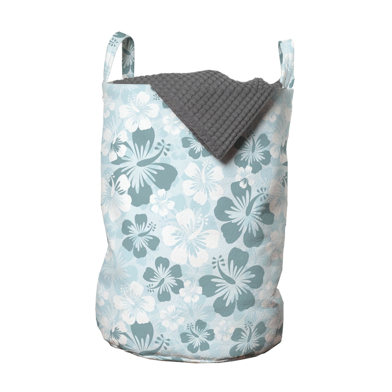 Hawaii Laundry Bag, Flower Silhouettes Spring Season Faded Floral ...