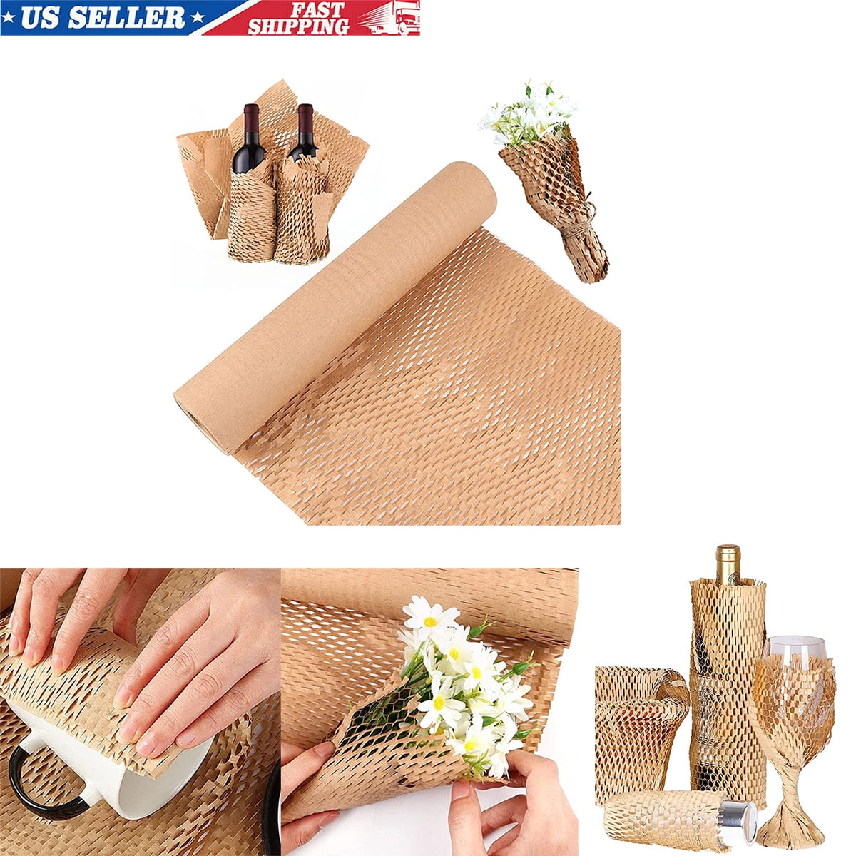 SHANNA Removable Wrapping Paper Honeycomb Buffer Wrap Roll Shipping ...