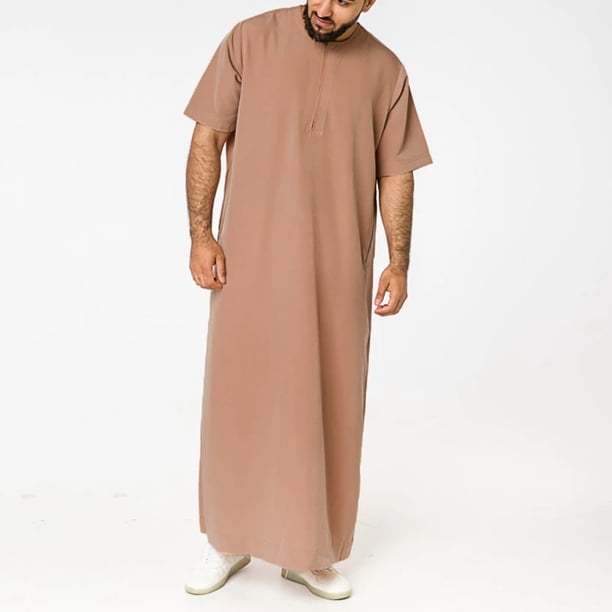 INCERUN Men's Muslim Saudi Arabia Kaftan Islamic Abaya Thobe Long Tops ...