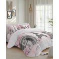 4 Piece Duvet Cover Set Twin, Modern Pink Flower Paris Landmarks Soft ...
