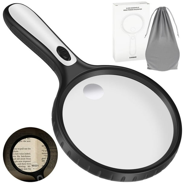 AMERTEER Magnifying Glass with Light 5X 15X Magnifying Glass 4 LEDs ...