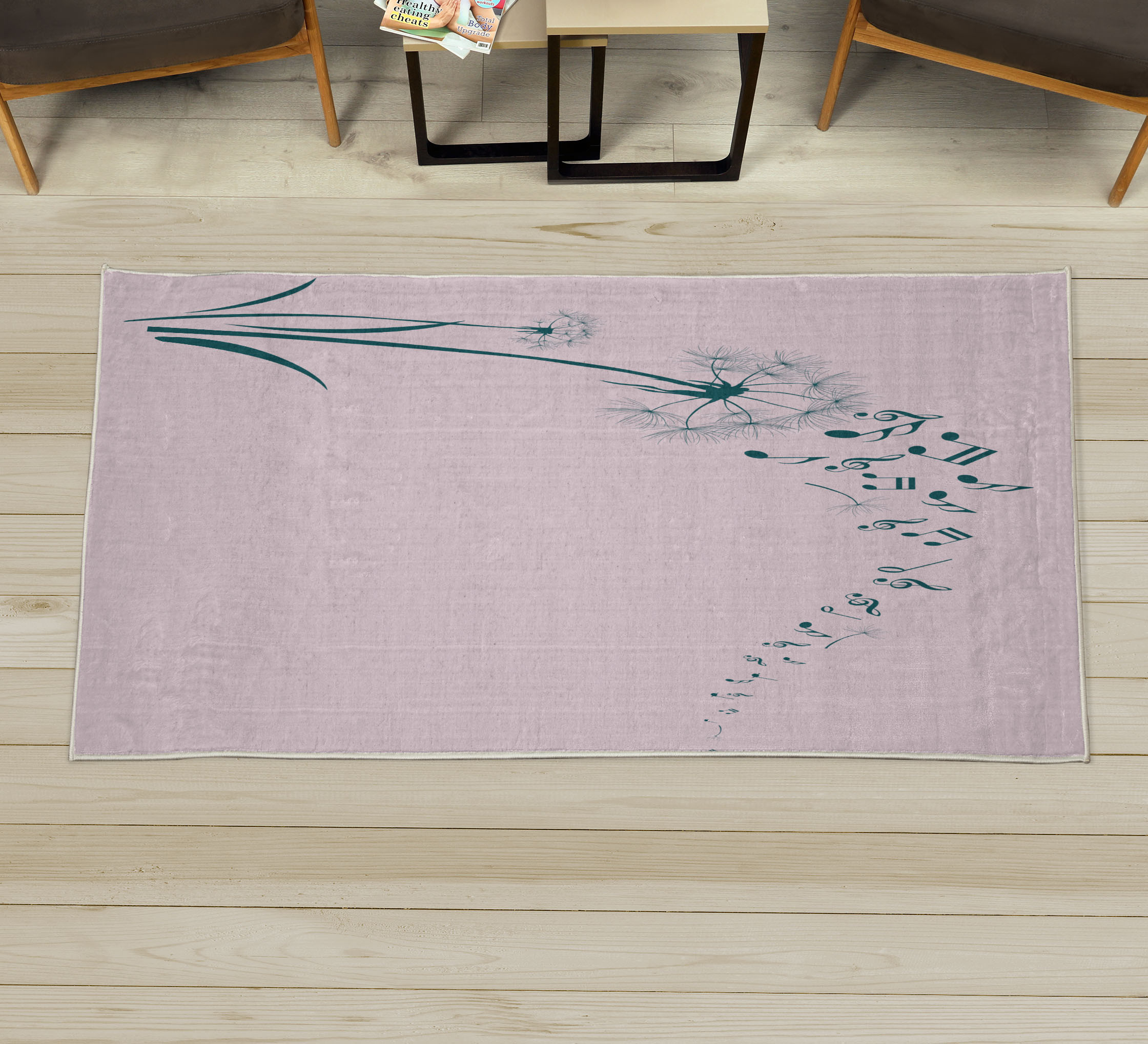 Music Decorative Rug, Flying Dandelions Notes Summer Spring Meadow ...