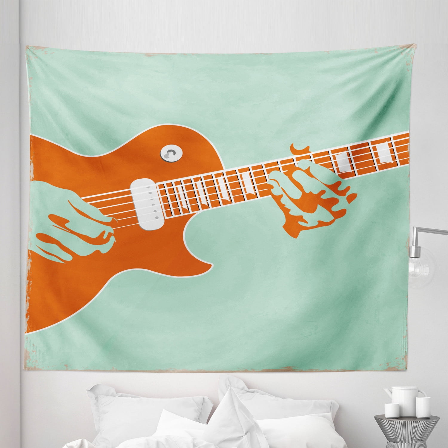 Guitar Tapestry, Creative Musician Playing Jamming Instrument Acoustic ...
