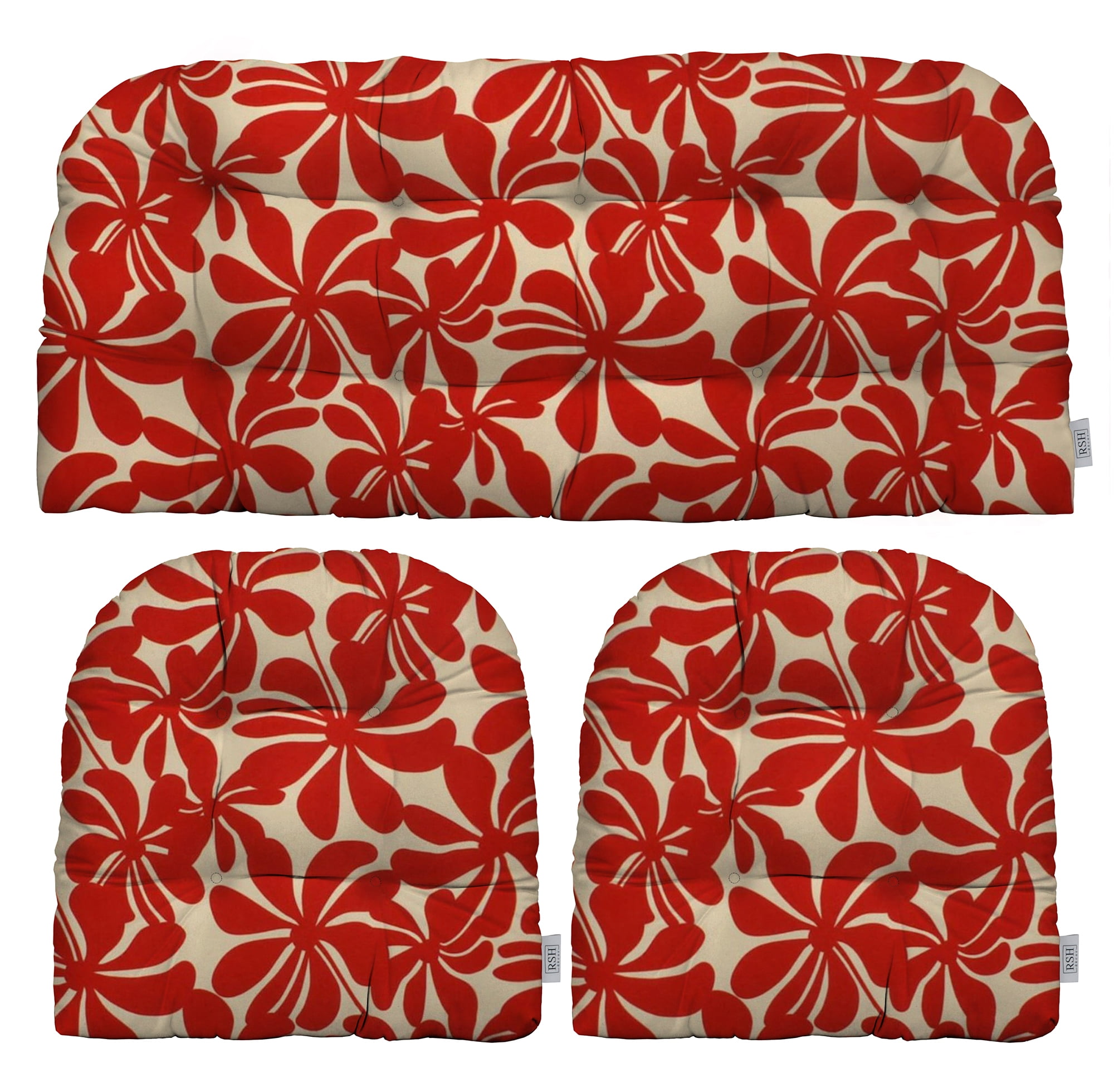 RSH Décor Indoor Outdoor 3 Piece Tufted Wicker Cushion Set, Large ...