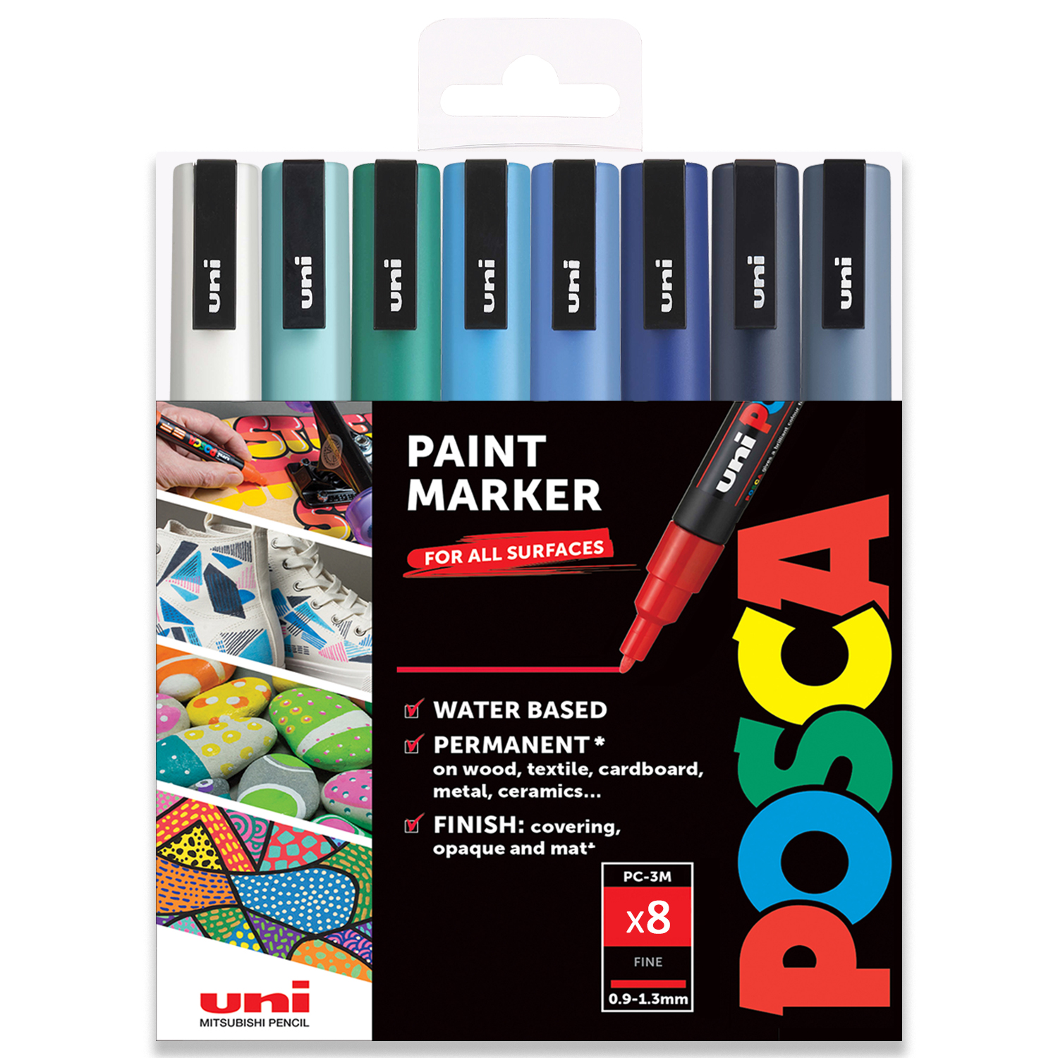 POSCA - PC-3M Art Paint Markers - Set of 8 - in Gift Box - Ocean Tones ...