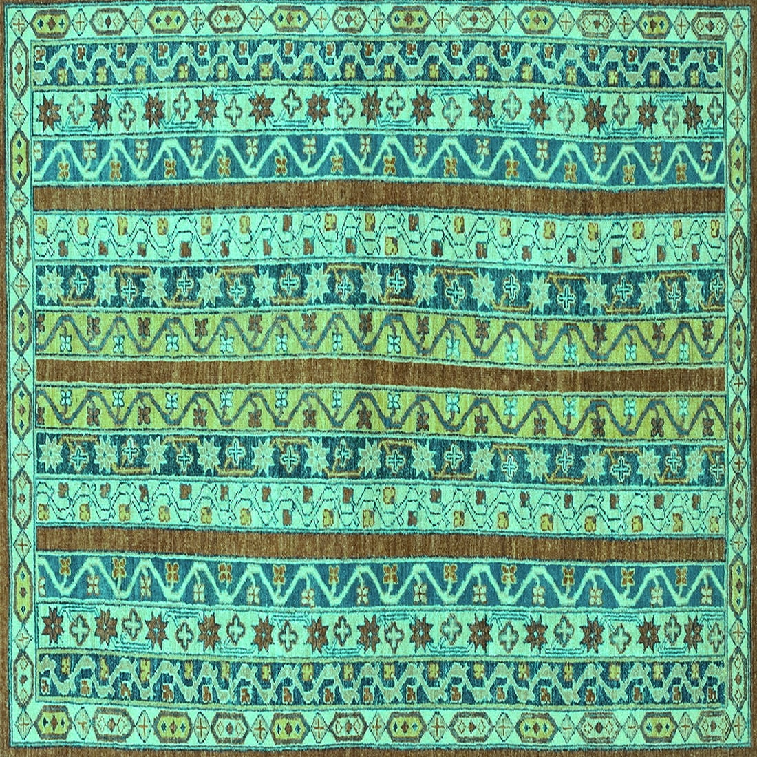 Ahgly Company Indoor Square Abstract Turquoise Blue Modern Area Rugs, 6 ...