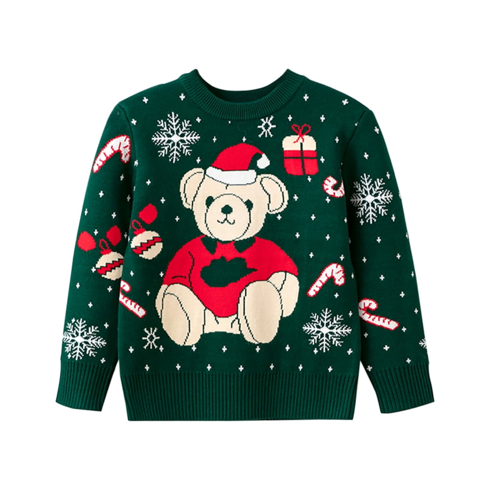 URMAGIC 2-7T Child Boy Girl Christmas Cartoon Bear Sweater Striped Knit ...