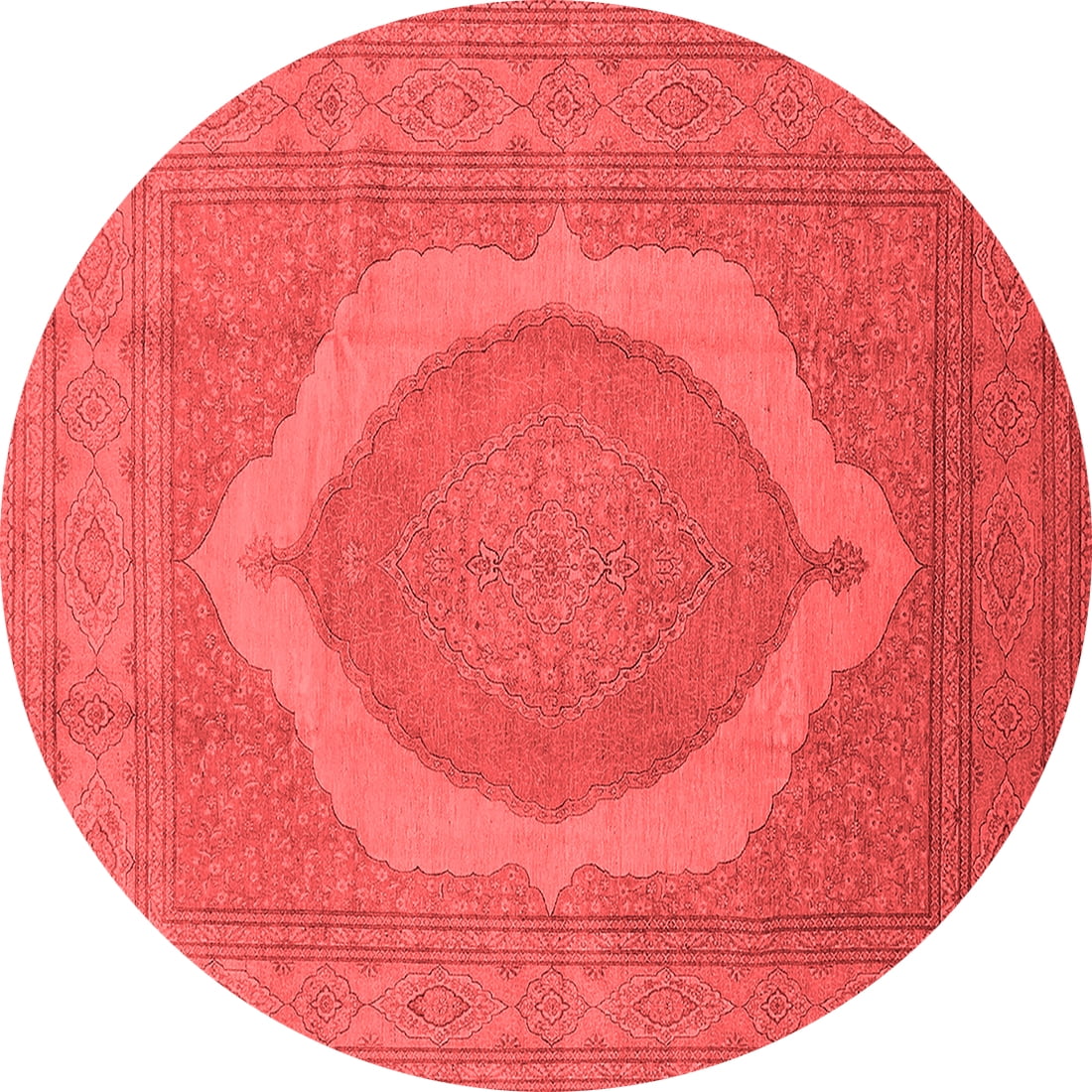 Ahgly Company Indoor Round Medallion Red French Area Rugs, 5' Round ...