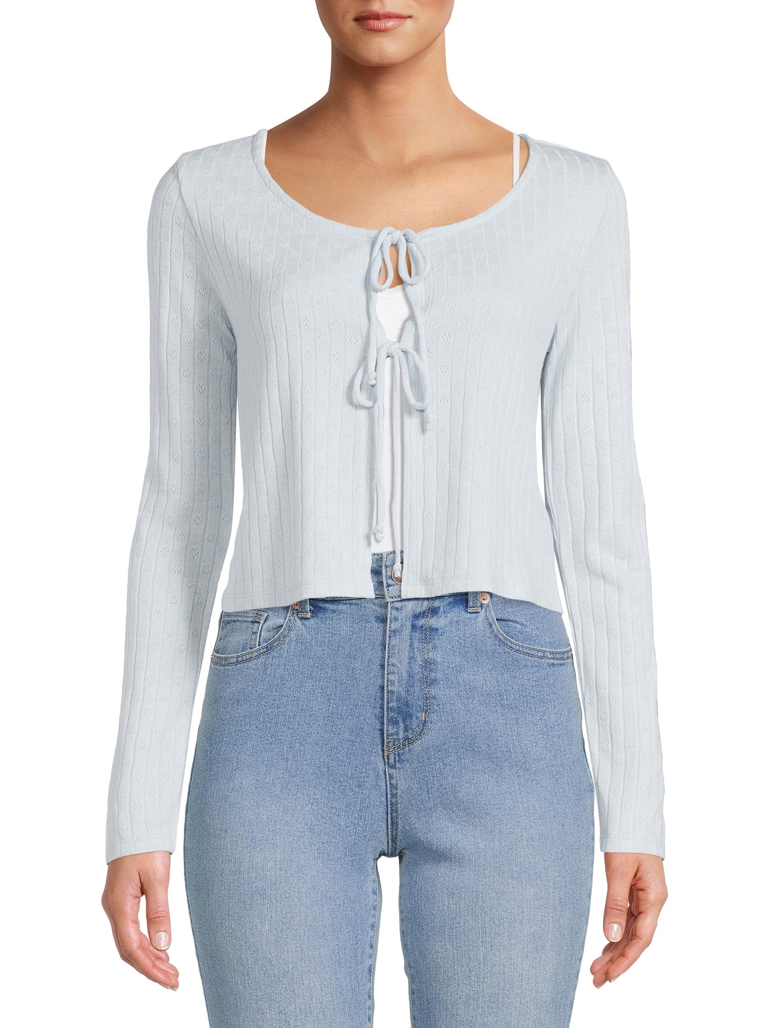 No Boundaries Juniors' Tie-Front Cardigan - Walmart.com