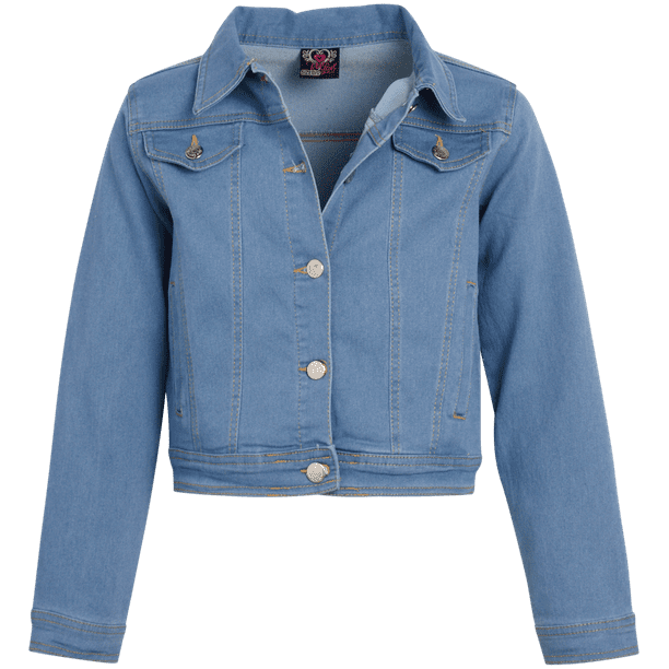 Real Love Girls' Denim Jacket - Basic Denim Soft Stretch Jean Jacket ...