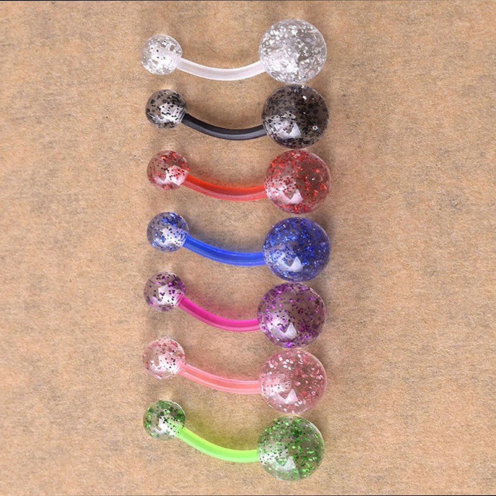 TOP.E Sequin Plastic Piercing Navel Surgical Belly Button Rings Navel ...