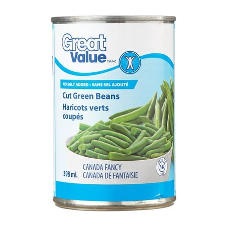 Great Value No Salt Cut Green Beans, 341 mL - Walmart.ca