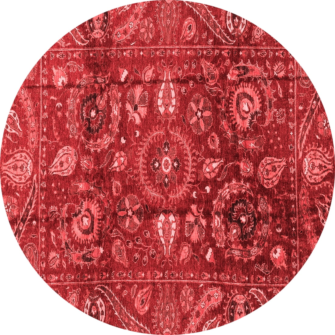 Ahgly Company Indoor Round Oriental Red Traditional Area Rugs, 6' Round ...