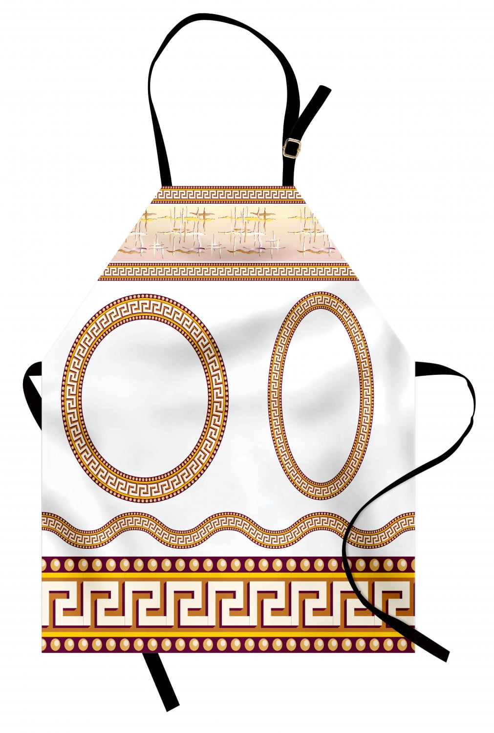 Greek Key Apron Ancient Fret Pattern in Oval and Circle Shapes Wavy ...