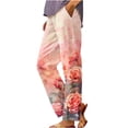 TaTaai Womens Printed Long Pants Elastic Waist Straight Leg Solid Loose ...