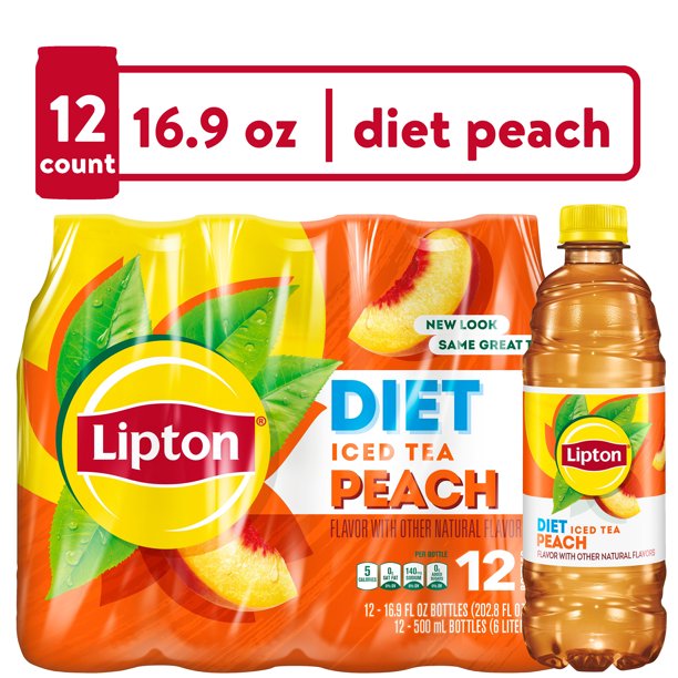 Lipton Diet Peach Iced Tea, 16.9 fl oz, 12 Pack Bottles - Walmart.com
