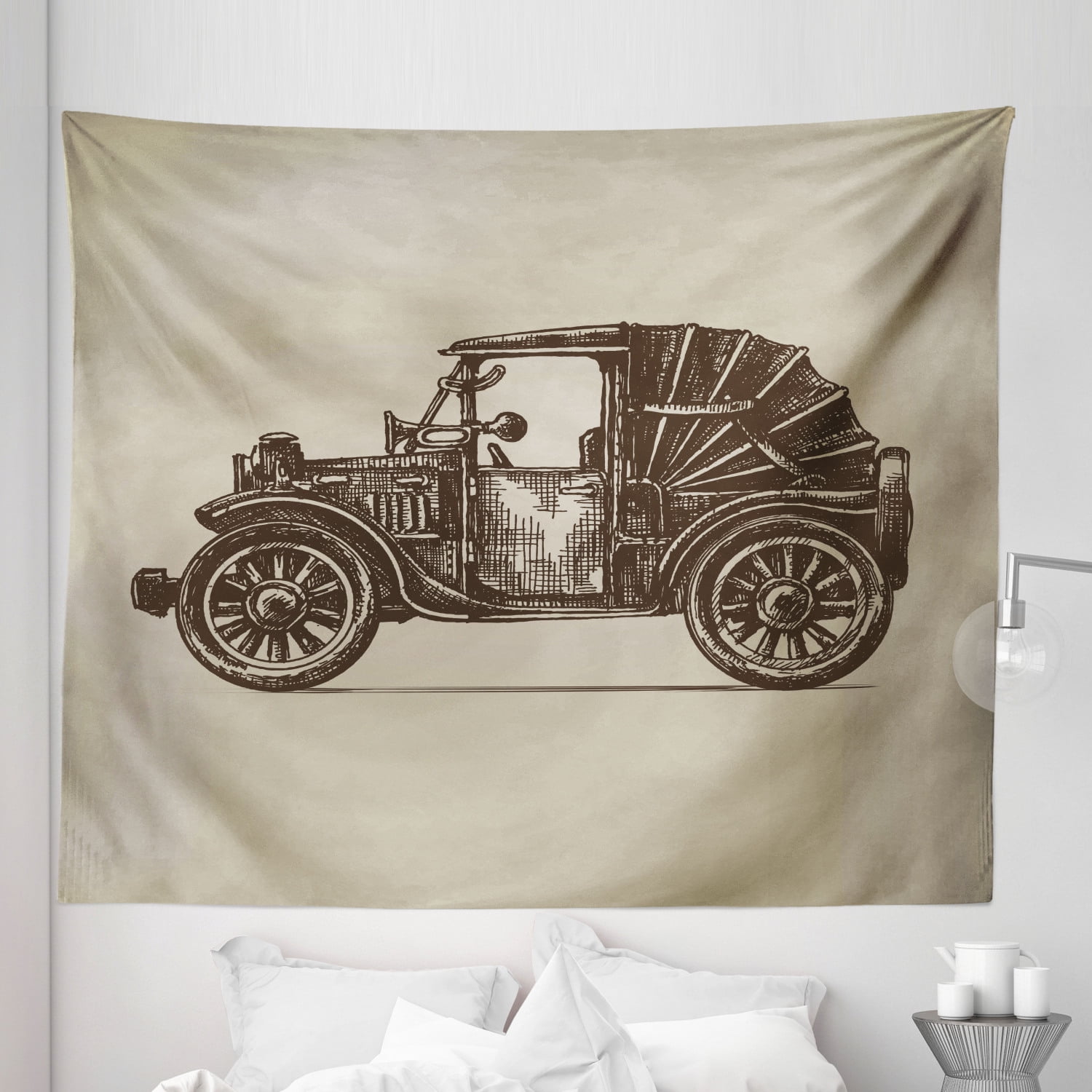 Cars Tapestry, Classic Retro Car Design Early Prototypes of Automobile ...
