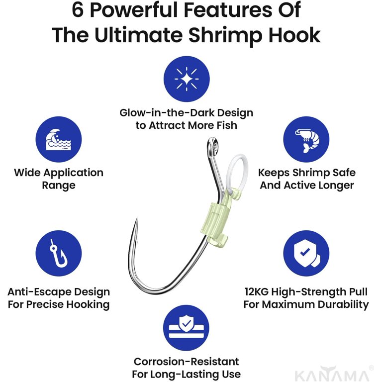 Hook Live Shrimp Hook - High Carbon Steel, Super Strong Shrimp Walker