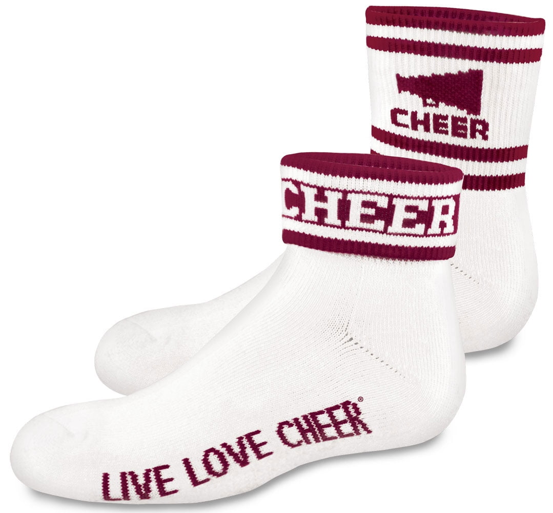 2" Quarter Sock With Meg, Cheer, & Stripe Maroon A - Walmart.com