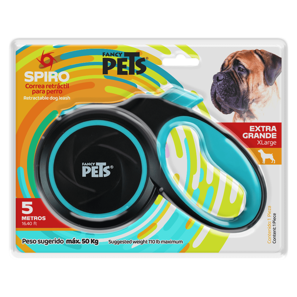 CORREA RETRACTIL FANCY PETS SPIRO XGDE Negra 3 m Extra Grande | Walmart ...