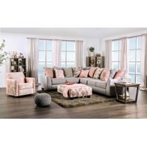 Transitional Cream Chenille Living Room Set 3pcs FOA Hatfield - Walmart.com