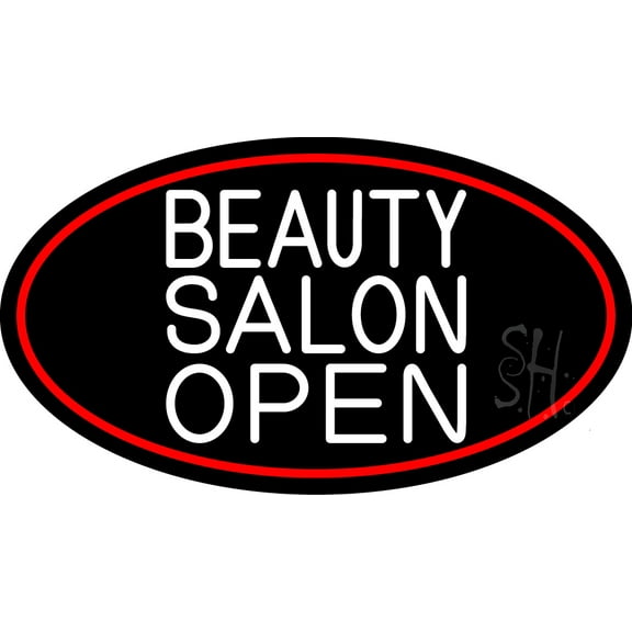 Red Barber Shop Oval Yellow Border LED Neon Sign 20 x 37 - inches ...