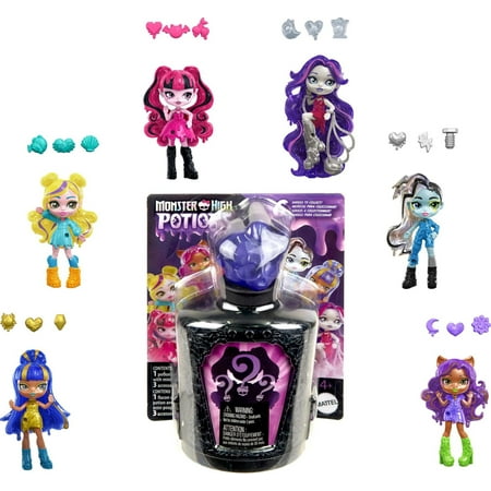 Monster High Potions Mini Dolls, Surprise Character Figures with Water ...