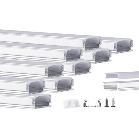 HURYEE 10 Pack 1Meter/3.3ft U Shape Aluminum LED Channels with Milky PC ...