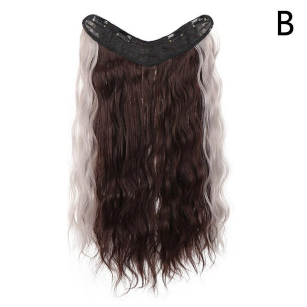 One Piece V Shaped THICK Clip in Hair Extensions Half Head Full Curly ...