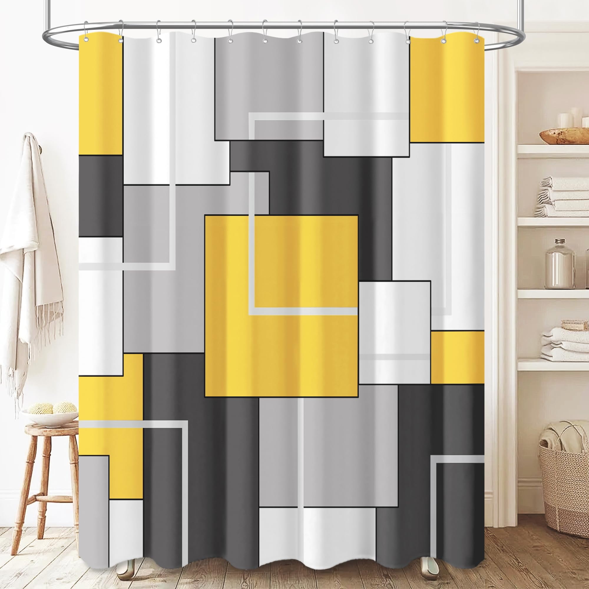 BTTN 96 Inch Extra Long Shower Curtain 72x96 Geometric Waterproof ...