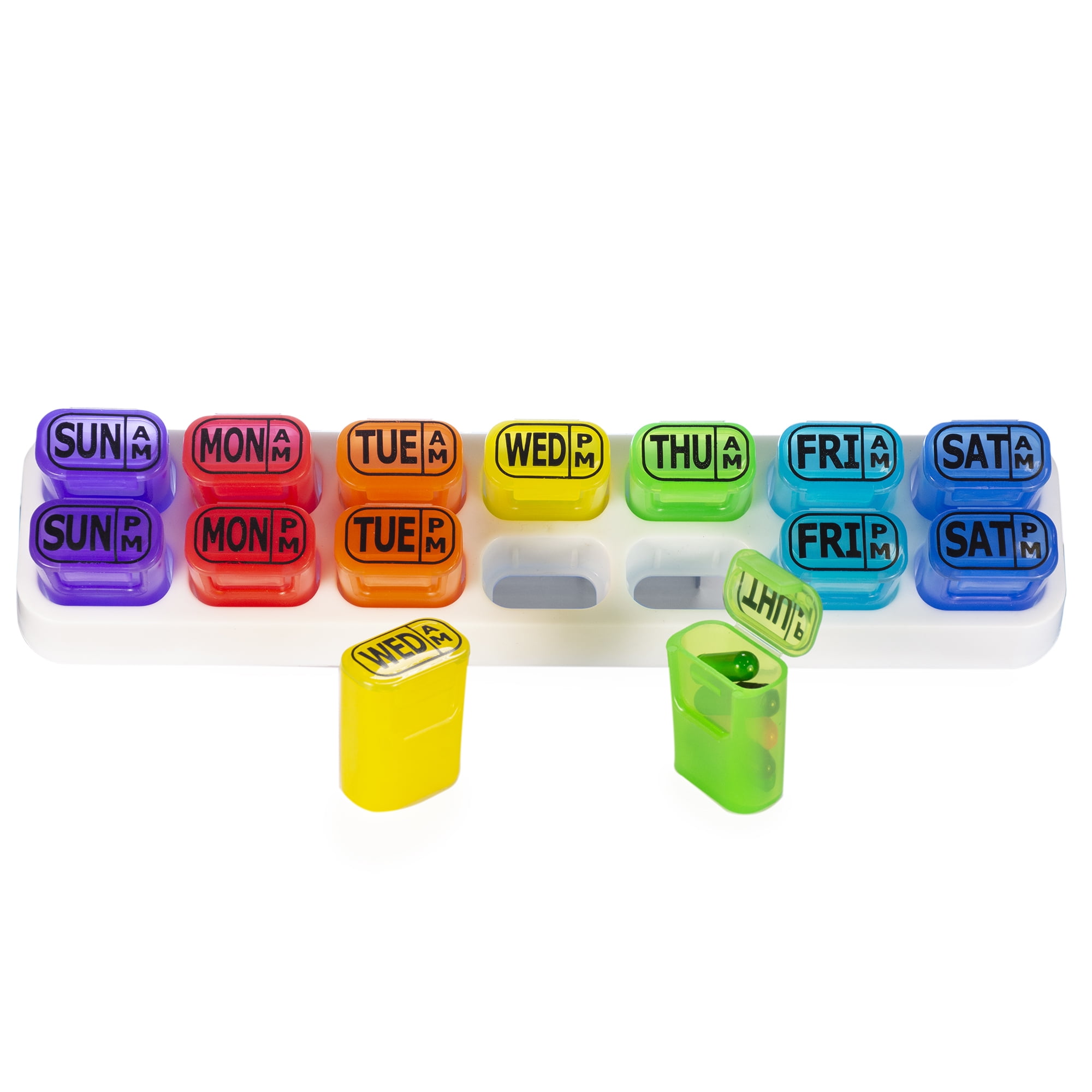 GMS 7 Day AM/PM Pill Organizer - Weekly Pill Reminder with Pop Out Pill ...