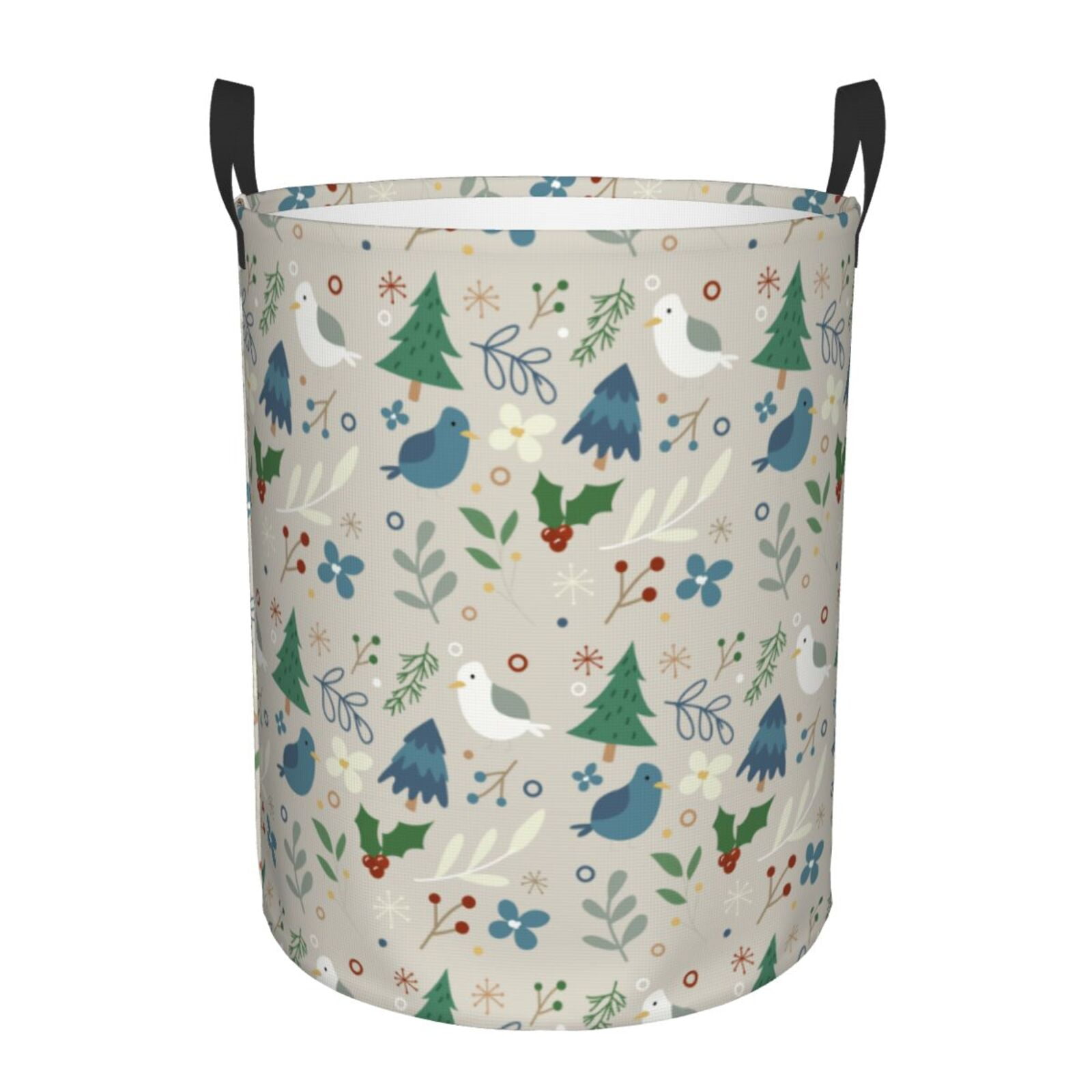XMXT Collapsible Laundry Basket, Cute Christmas Trees Doves Polyester ...