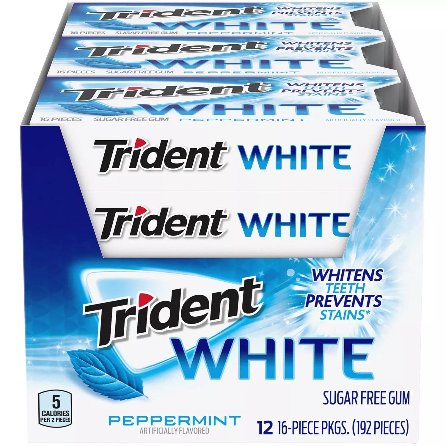 Trident White Peppermint Sugar Free Gum 16 Ct 12 Pk