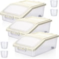 3 Pcs Rice Storage Container 11 lb Airtight Flour Container with Wheels ...