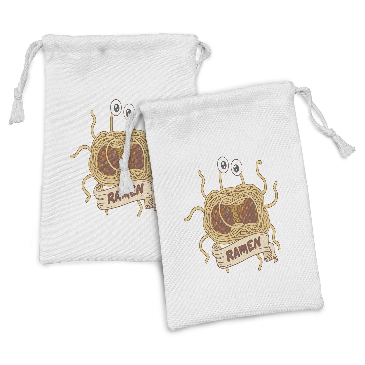Humorous Fabric Pouch Set of 2, Cartoon Design Image of Flying ...