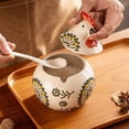 Ceramic Salt Cellar with Lid and Spoon,Chicken Salt Jar 13 OZ Large ...