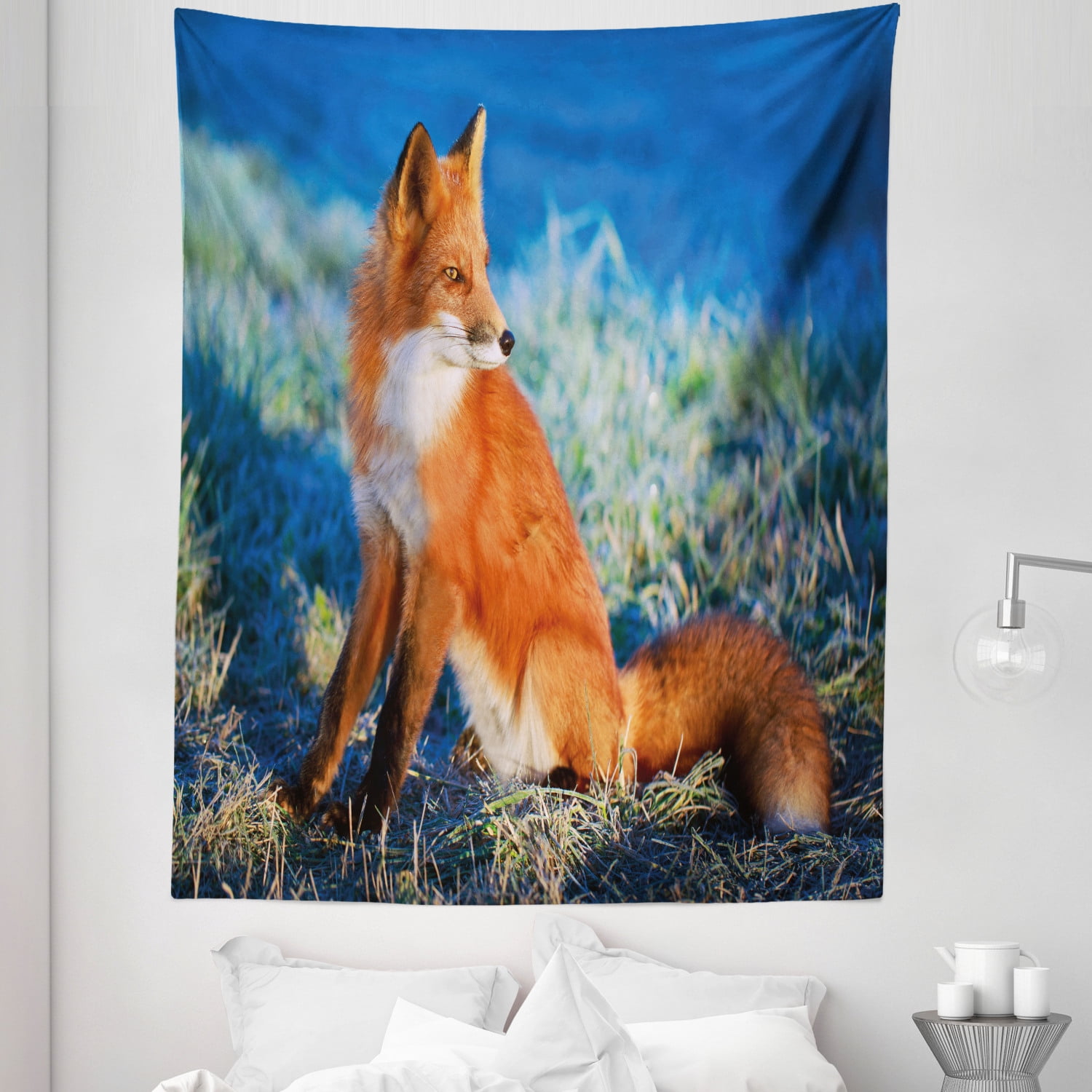 Fox Tapestry, Serene Autumn Field in Cold Morning Animal Nature Scenery ...