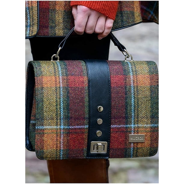 Mucros Weavers Irish Wool Tweed & Leather Women's Fiona Bag Shoulder ...
